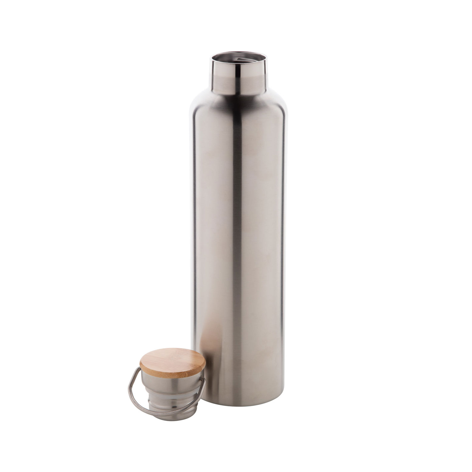 Borraccia termica 1 litro Cap, Acciaio inox e bamboo - Personalizza